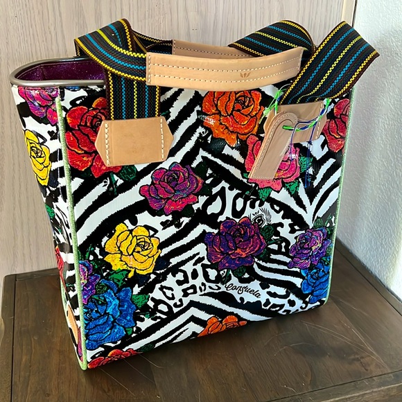 Consuela | Bags | Nwt Consuela Lg Tote Animal Print W Bright Roses ...